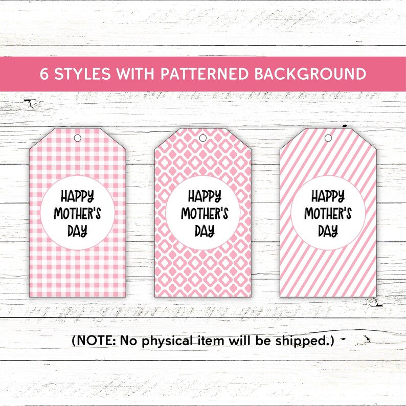 Printable Mother's Day Gift Tag Bundle With Pink Patterned Background ...