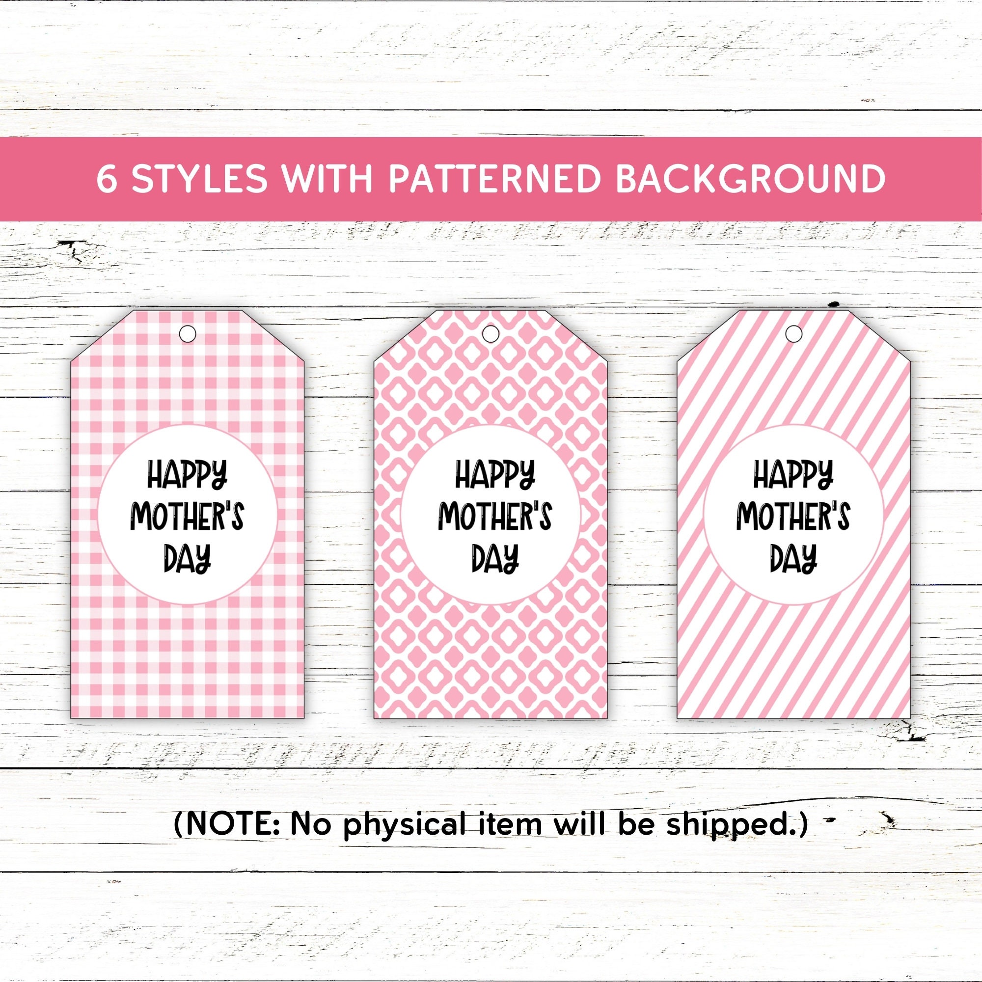 Printable Mother's Day Gift Tag Bundle With Pink Patterned Background ...