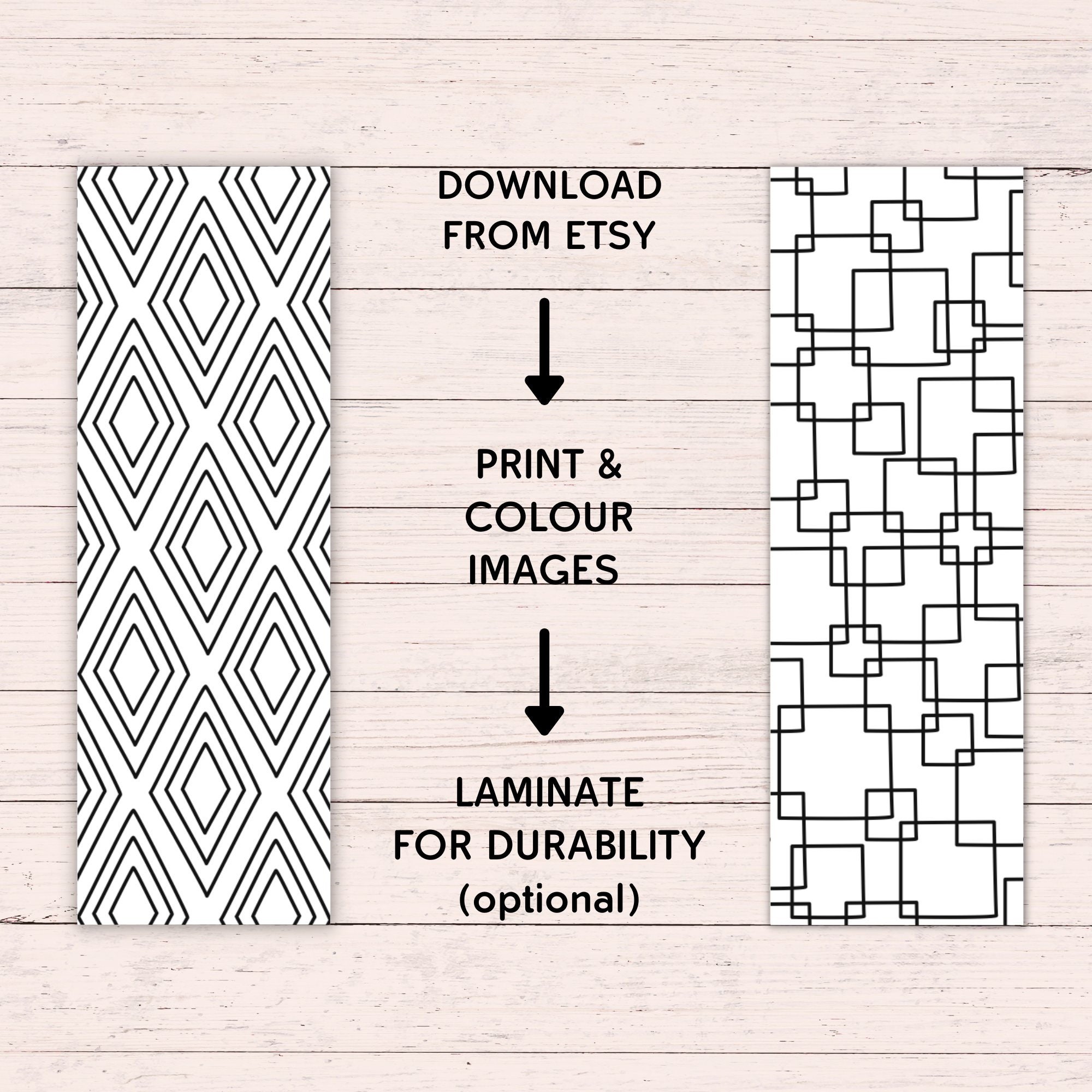 Printable Geometric Coloring Bookmarks - Set of 6 - PDF Instant Digital ...