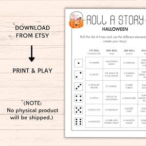 Halloween Roll a Story - Creative Writing Prompt Activity - Printable ...