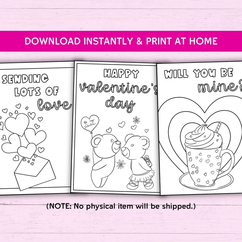 Tarjetas para colorear del Día de San Valentín - 12 diseños dibujados a ...