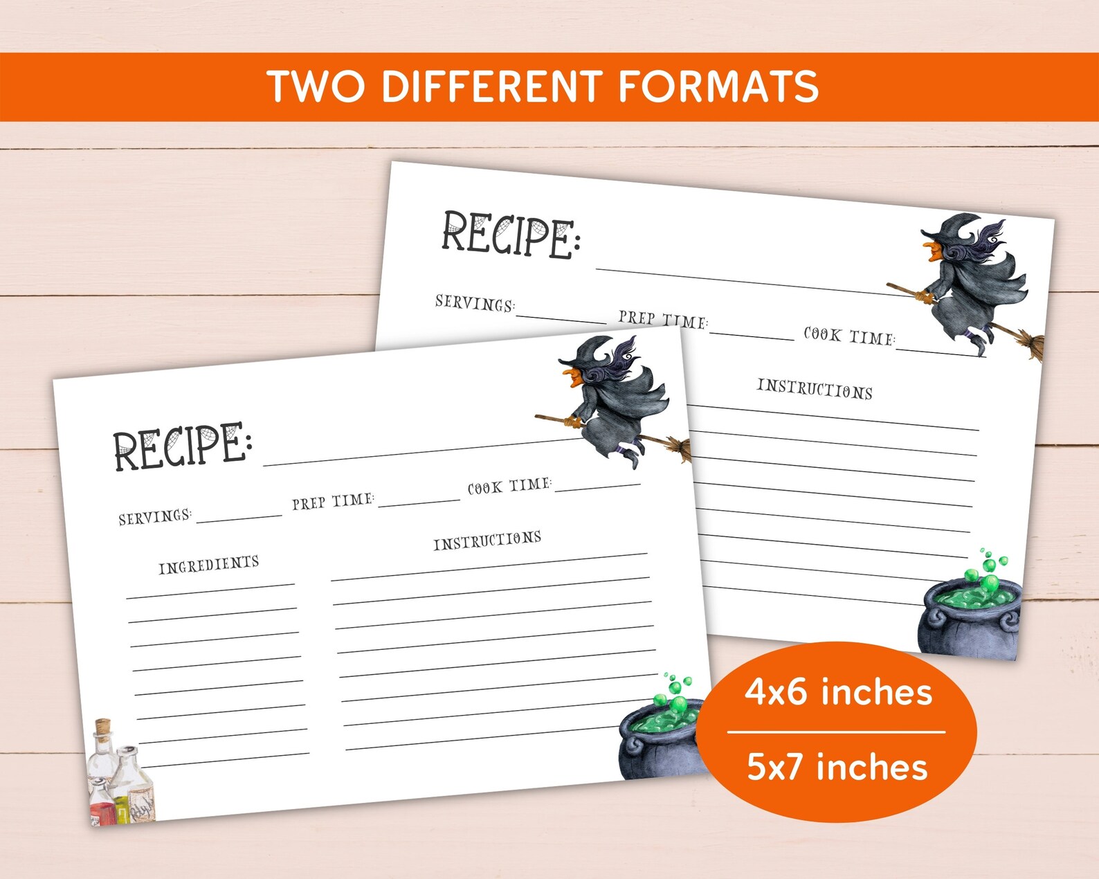 Printable Halloween Recipe Card Bundle Editable Recipe Card - Etsy