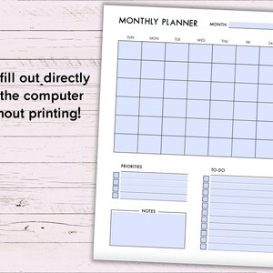 Editable Monthly Planner Instant Download Blank Fillable - Etsy