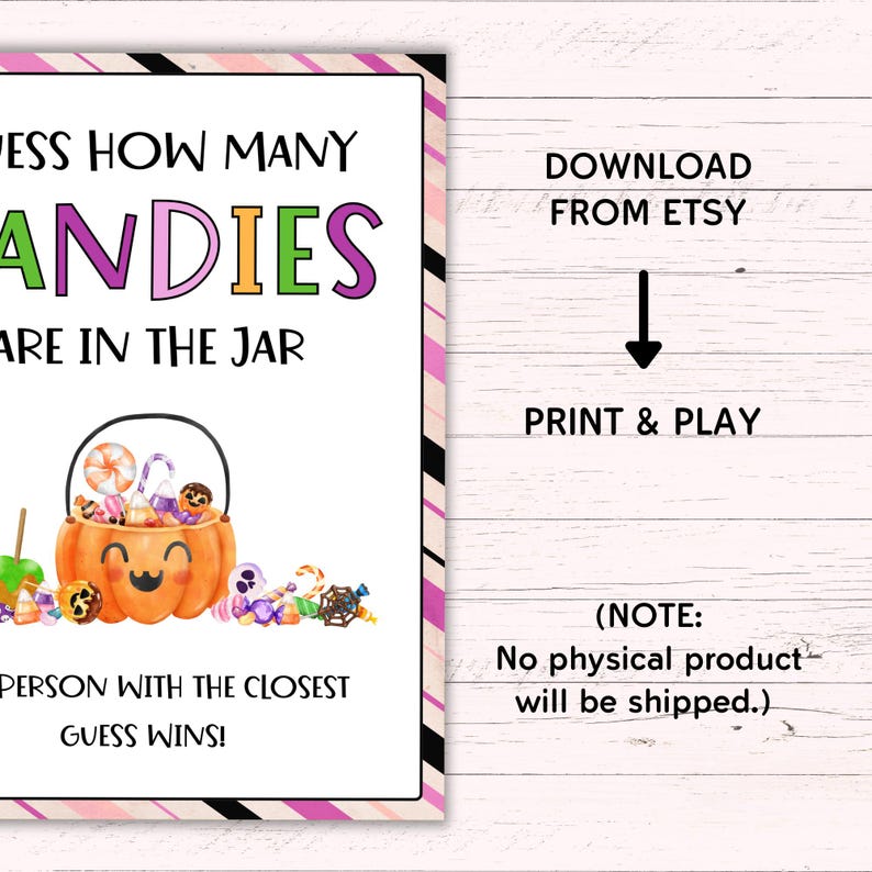 Candy Guessing Game - Printable Halloween Party Game - Classroom Game ...