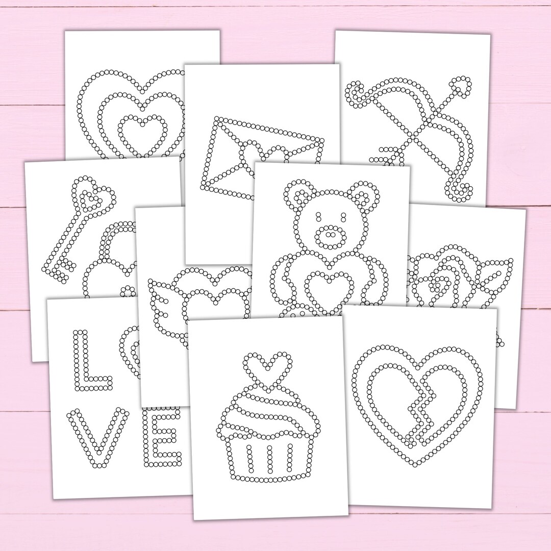 Valentine's Day Q-tip Tracing Sheets - Printable Preschool Worksheets ...