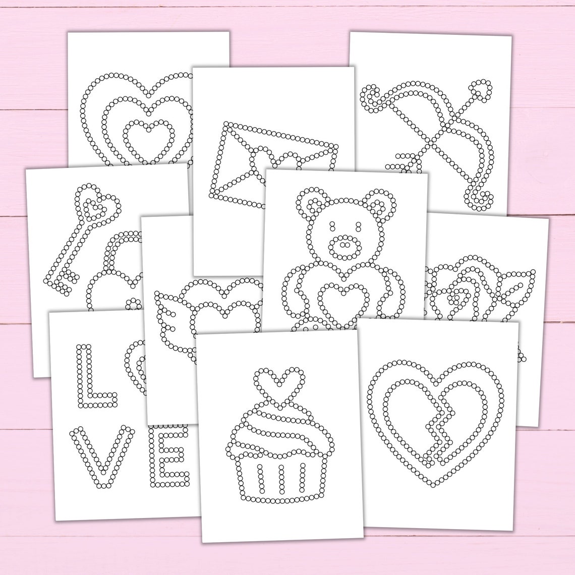 Valentine's Day Q-tip Tracing Sheets - Printable Preschool Worksheets ...