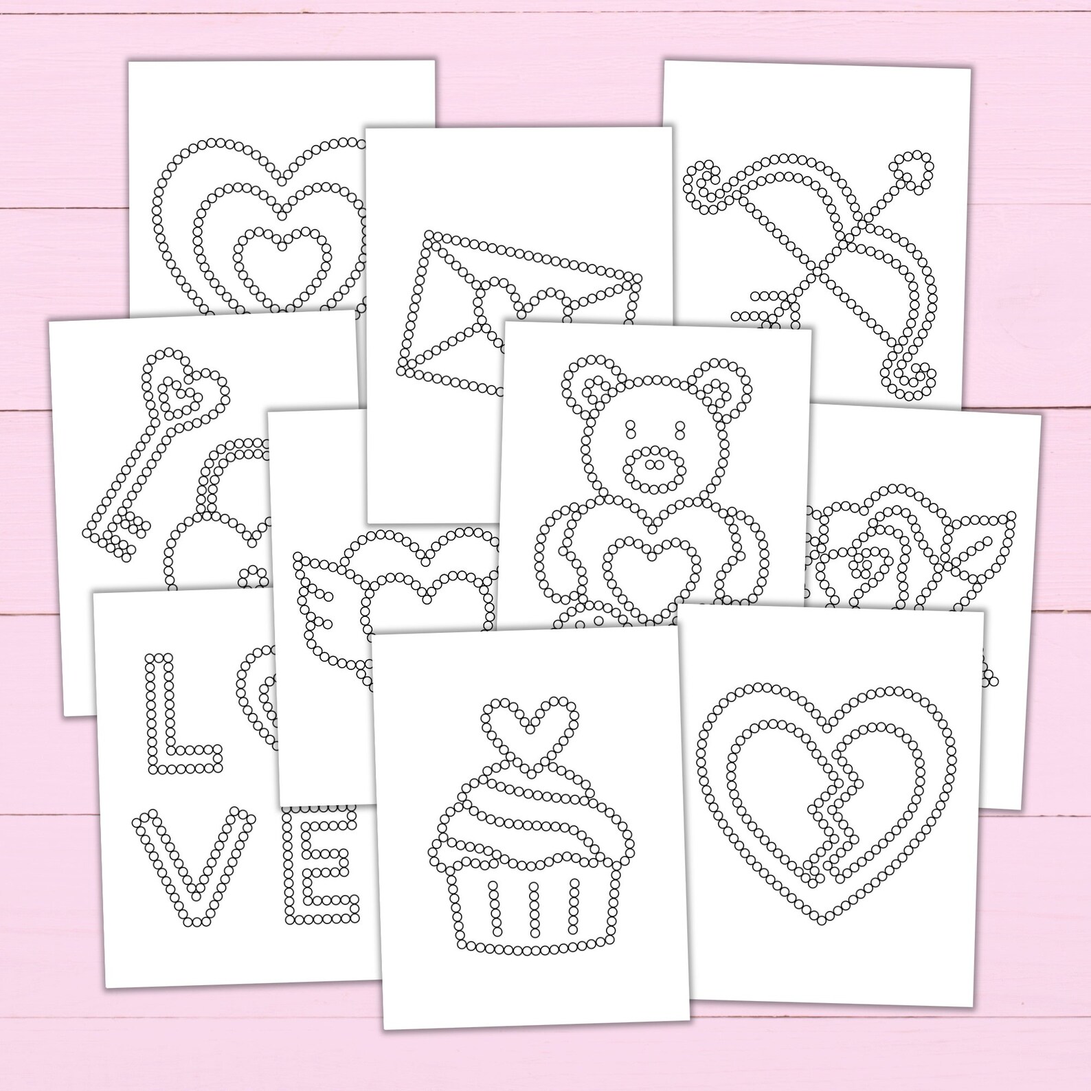 Valentine's Day Q-tip Tracing Sheets - Printable Preschool Worksheets ...