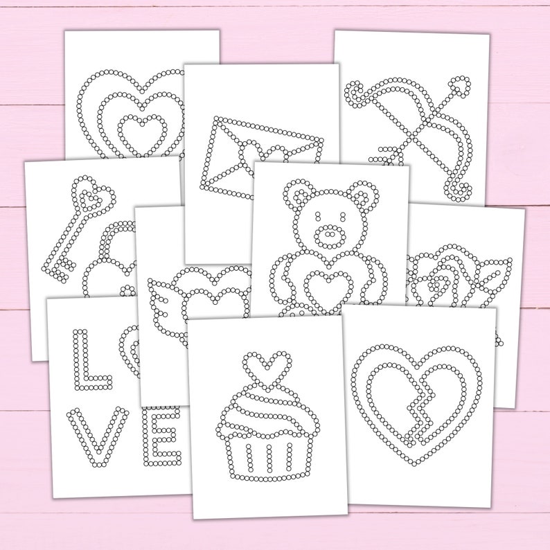 Valentine's Day Q-tip Tracing Sheets - Printable Preschool Worksheets ...