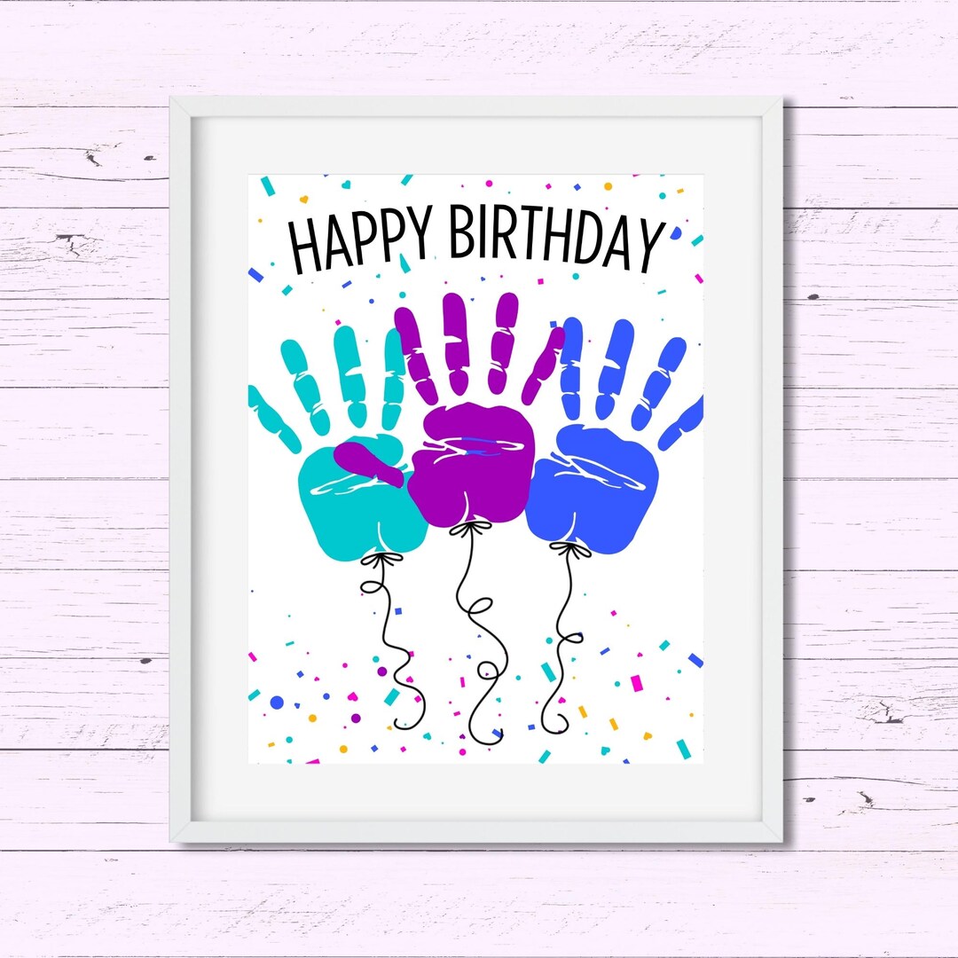 Handprint Balloon Birthday Art - Happy Birthday Handprint Art - DIY ...