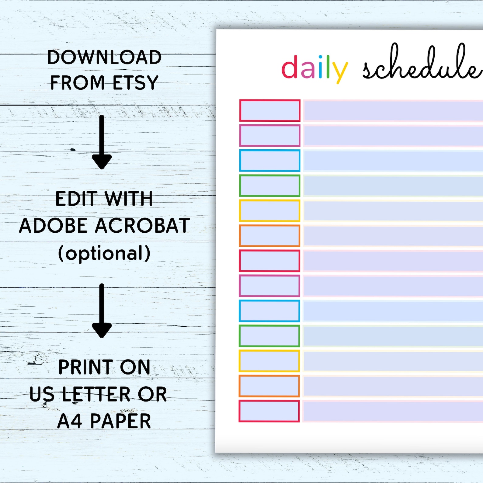 Editable Daily Schedule Template for Kids - Printable Kids' Daily ...
