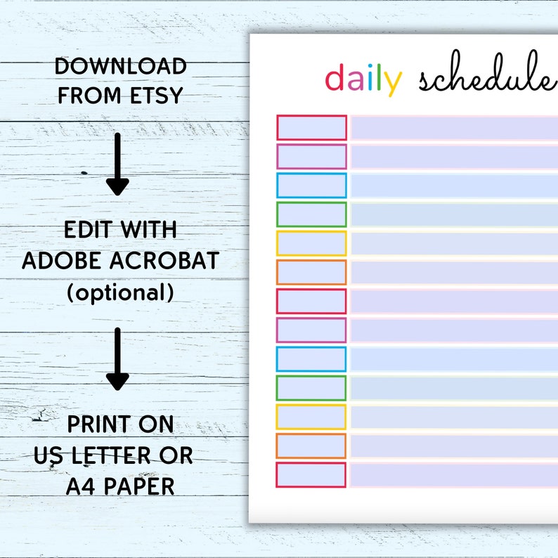 Editable Daily Schedule Template for Kids - Printable Kids' Daily ...
