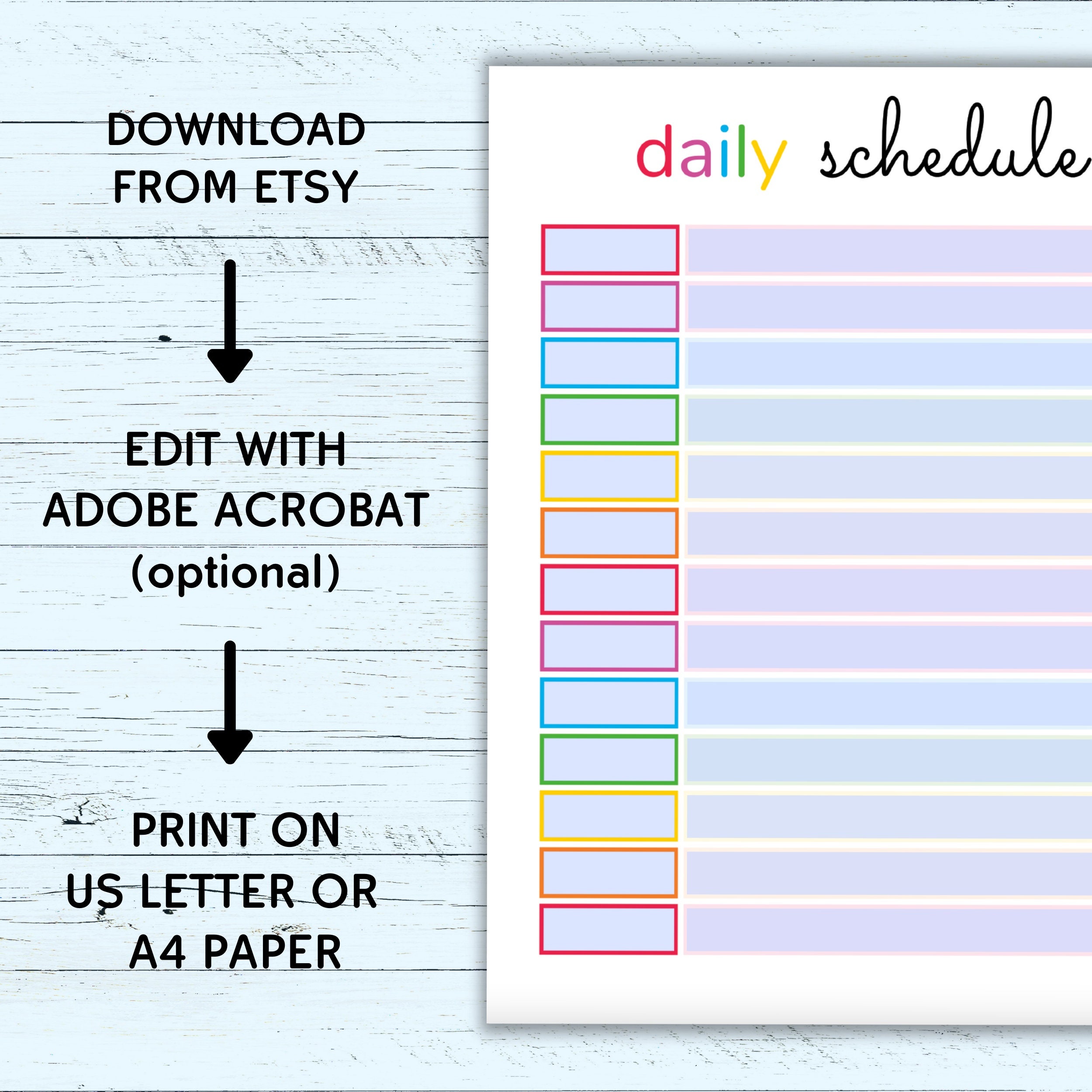 Editable Daily Schedule Template for Kids - Printable Kids' Daily ...