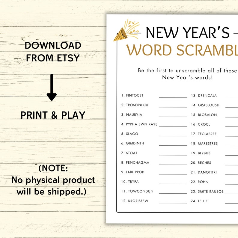 New Years Word Scramble - Printable New Year's Eve Activity - New Years ...