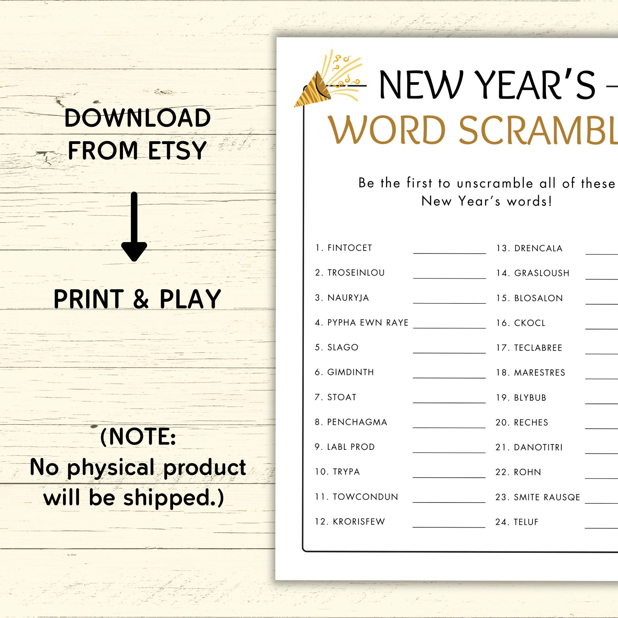 New Years Word Scramble - Printable New Year's Eve Activity - New Years ...