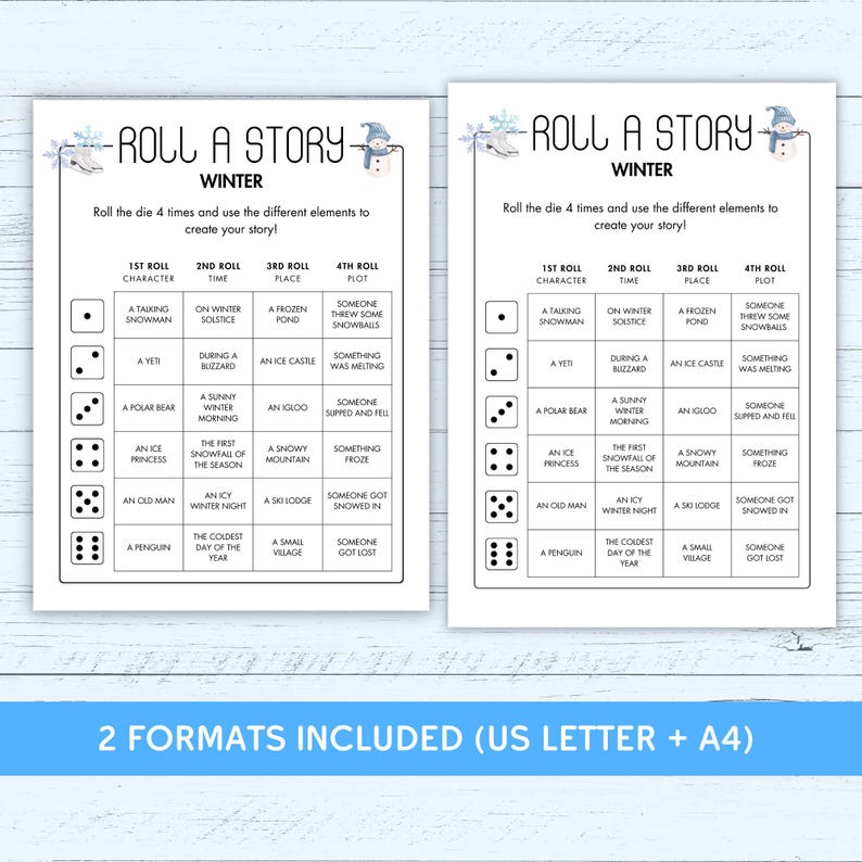 Winter Roll a Story - Creative Writing Prompt Activity - Printable ...