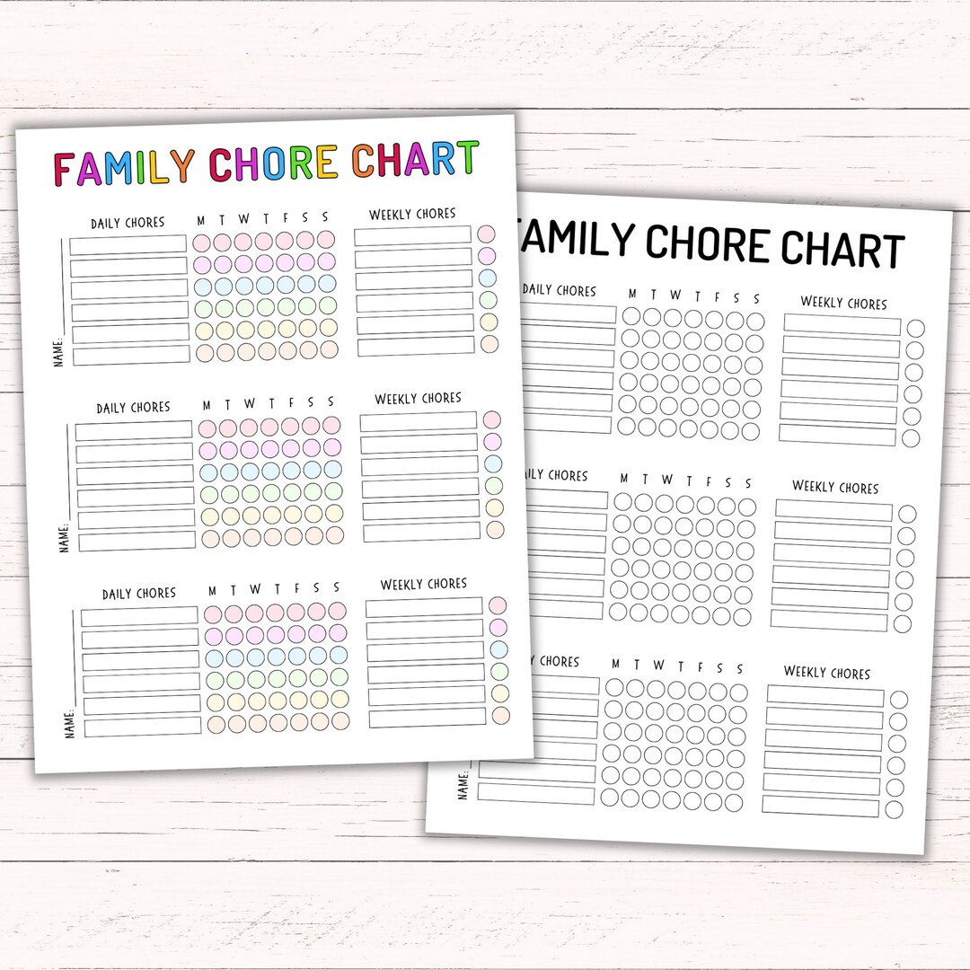 Printable Family Chore Chart - Editable Chore Chart for Multiple Kids ...