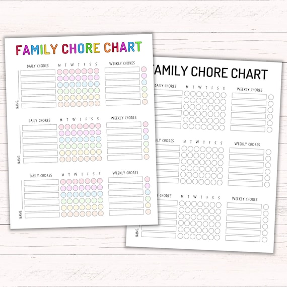 Editable Chore Chart Template 4 Free Printable Chore Charts For Kids