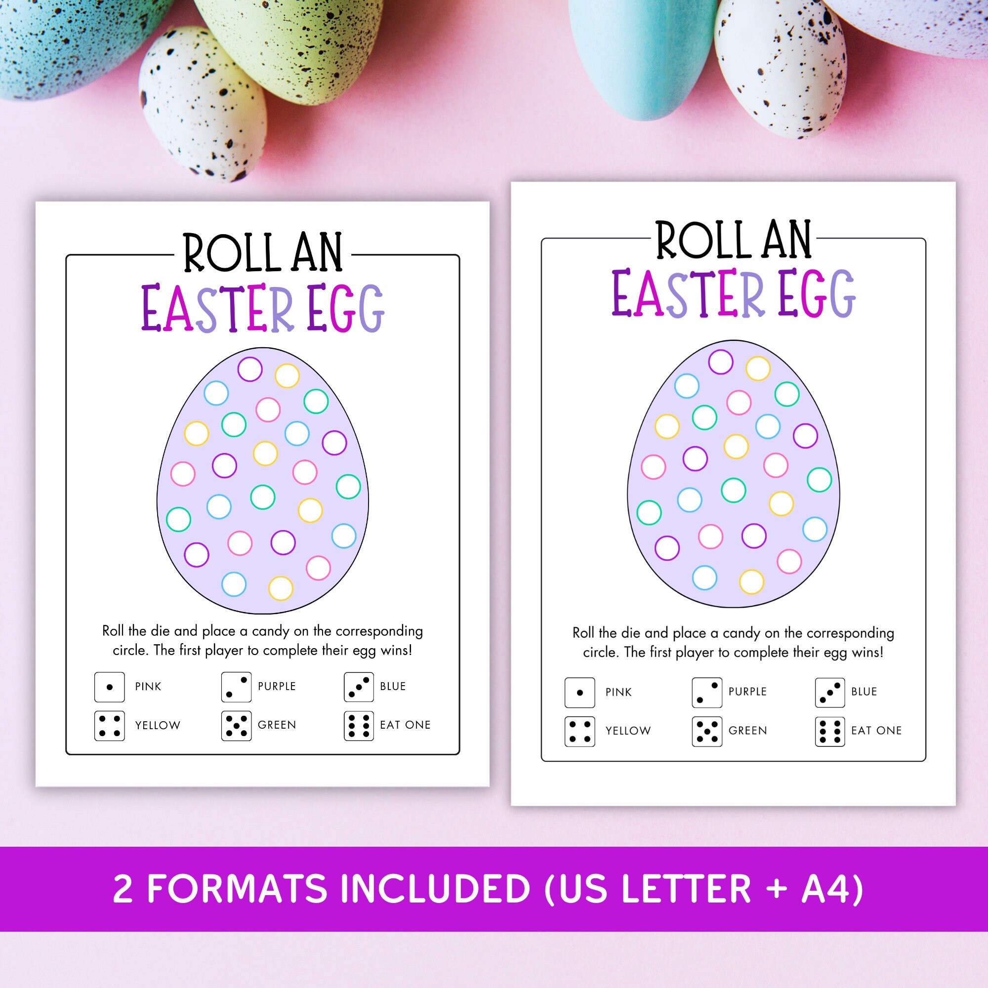 Easter Roll an Egg Game - Easter Egg Roll Game - Easter Classroom Party ...