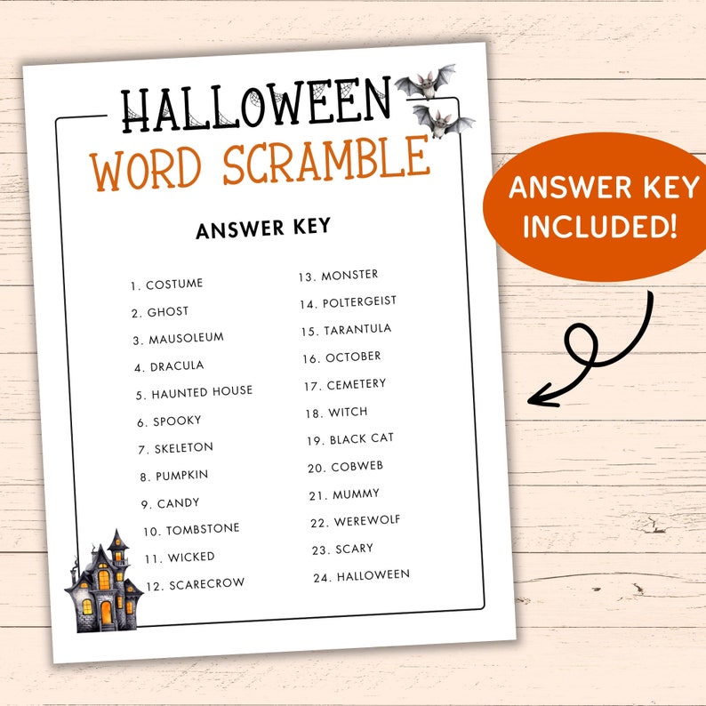 Halloween Word Scramble - Printable Halloween Activity - Halloween ...