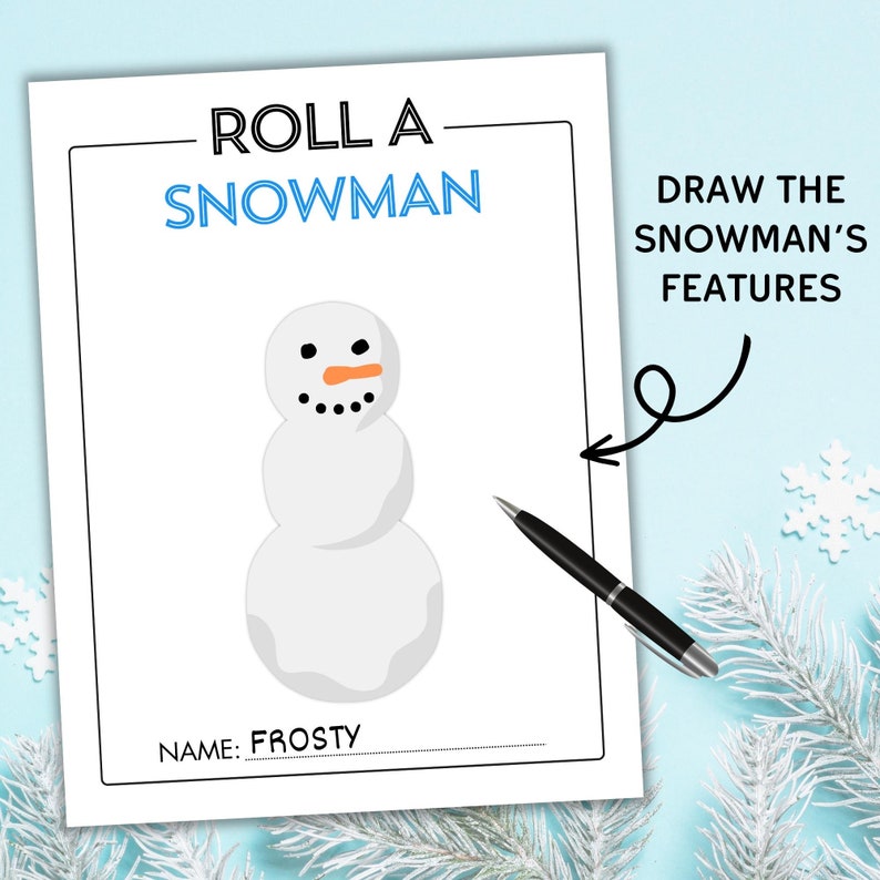 Roll a Snowman Game - Printable Christmas Game - Winter Activity for ...