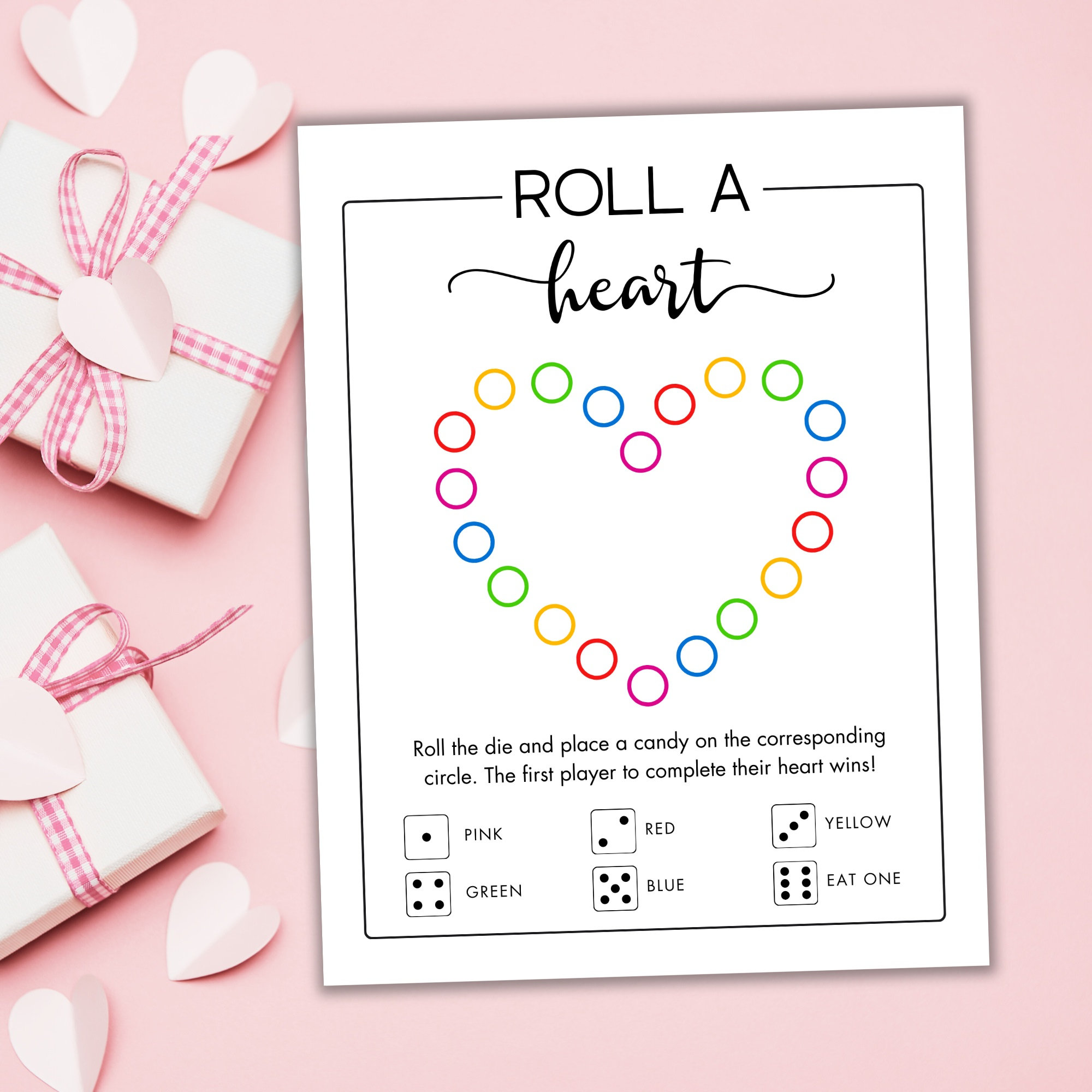 Valentine Roll a Heart Game - Heart Candy Dice Game - Classroom ...