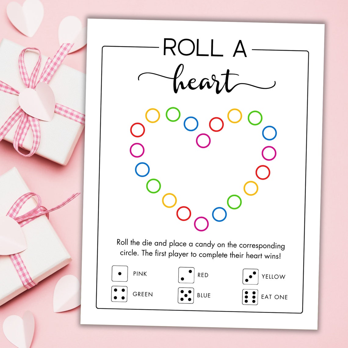 Valentine Roll a Heart Game - Heart Candy Dice Game - Classroom ...