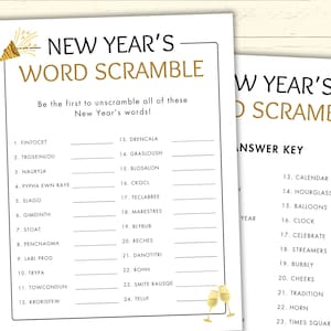 New Years Word Scramble - Printable New Year's Eve Activity - New Years ...