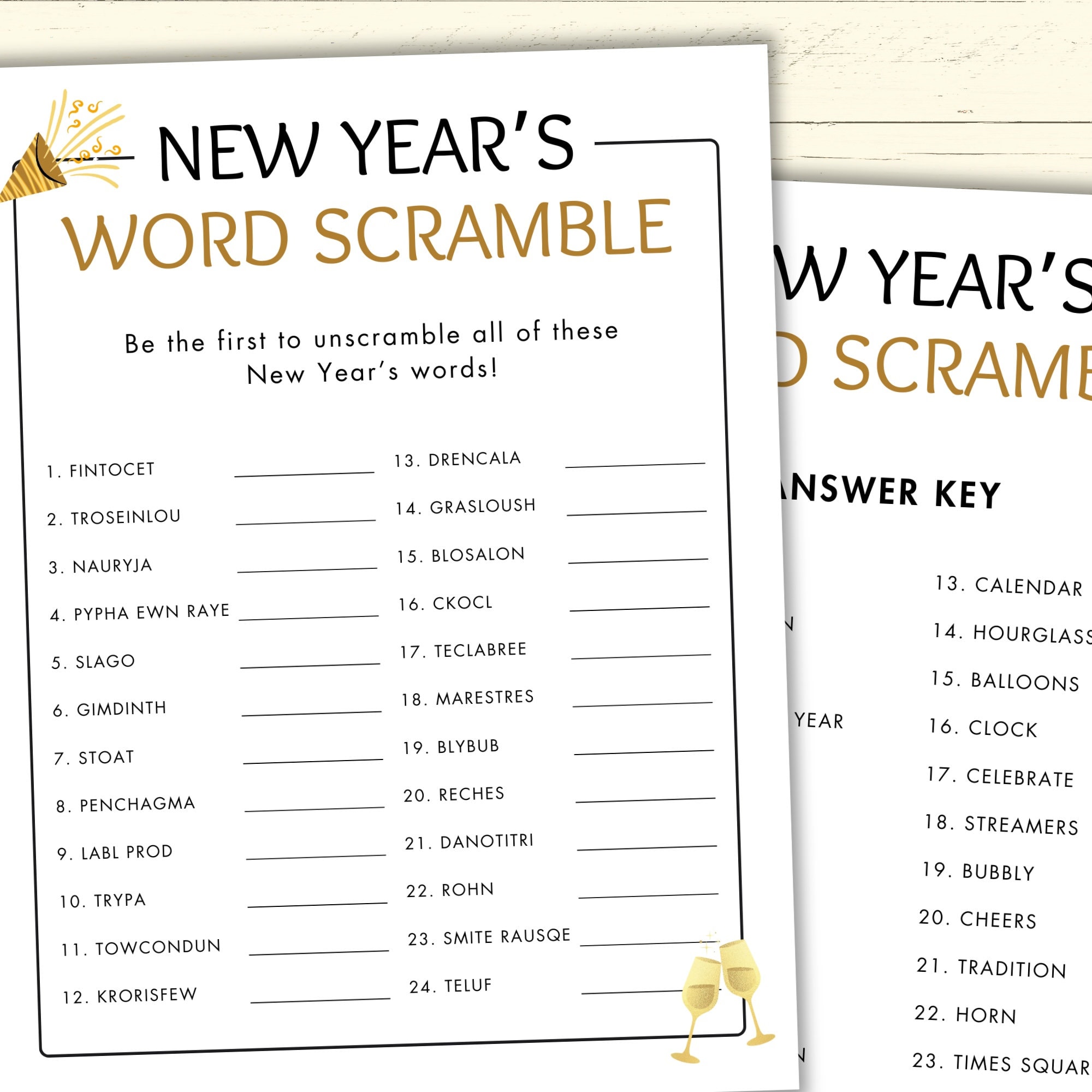 New Years Word Scramble - Printable New Year's Eve Activity - New Years ...