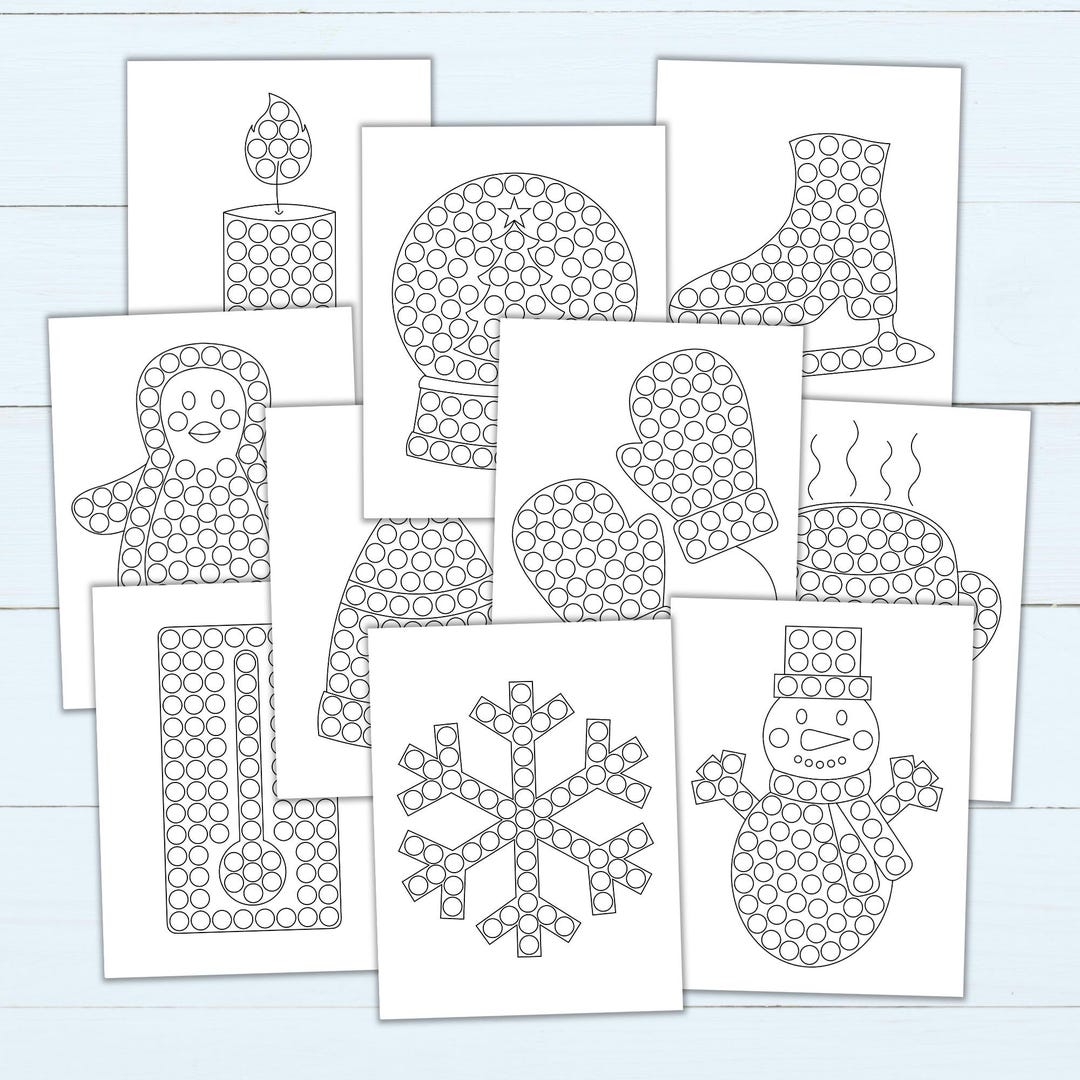 Winter Dot Marker Coloring Pages - Dot Marker Worksheets - Preschool ...