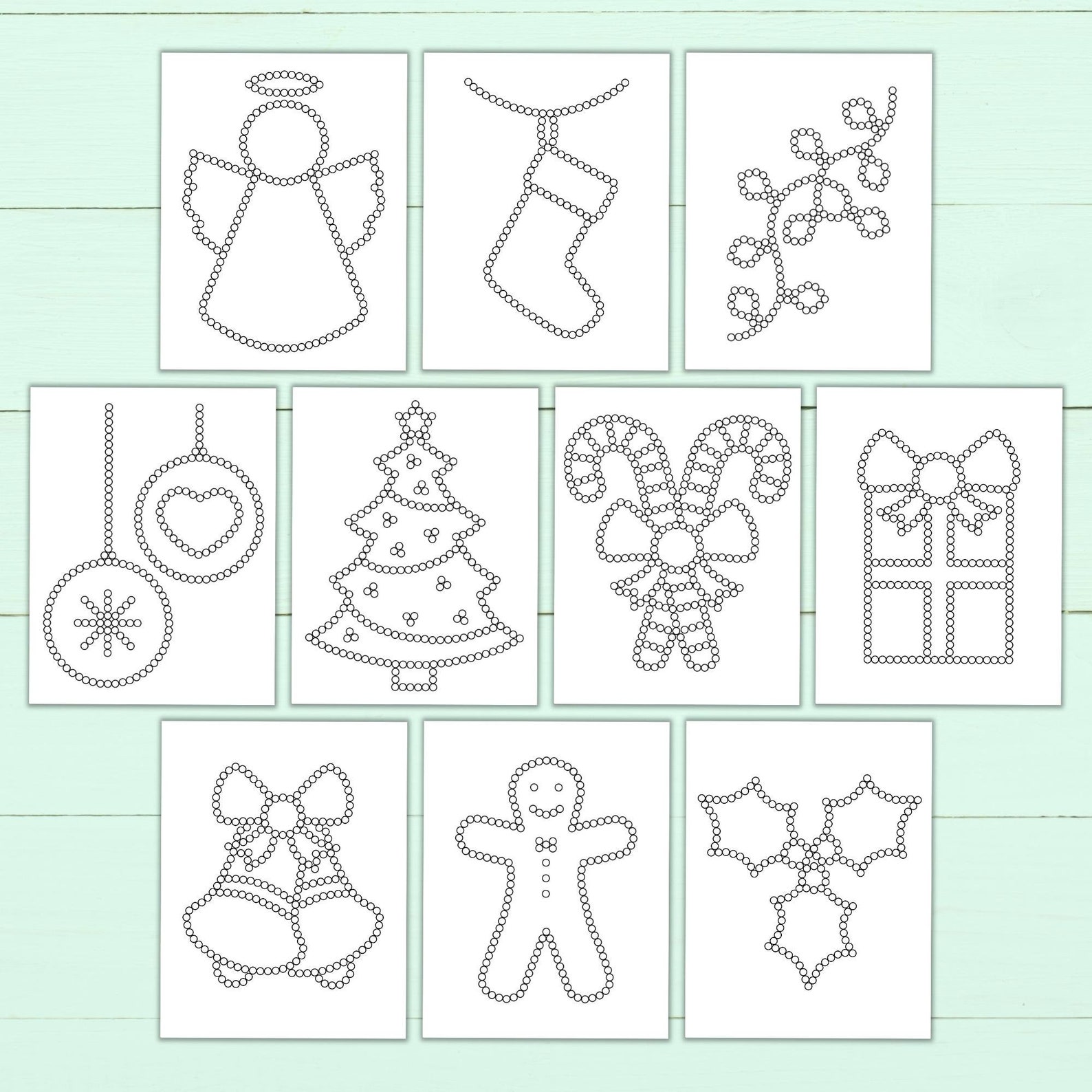 Christmas Q-tip Tracing Sheets - Printable Preschool Worksheets for ...