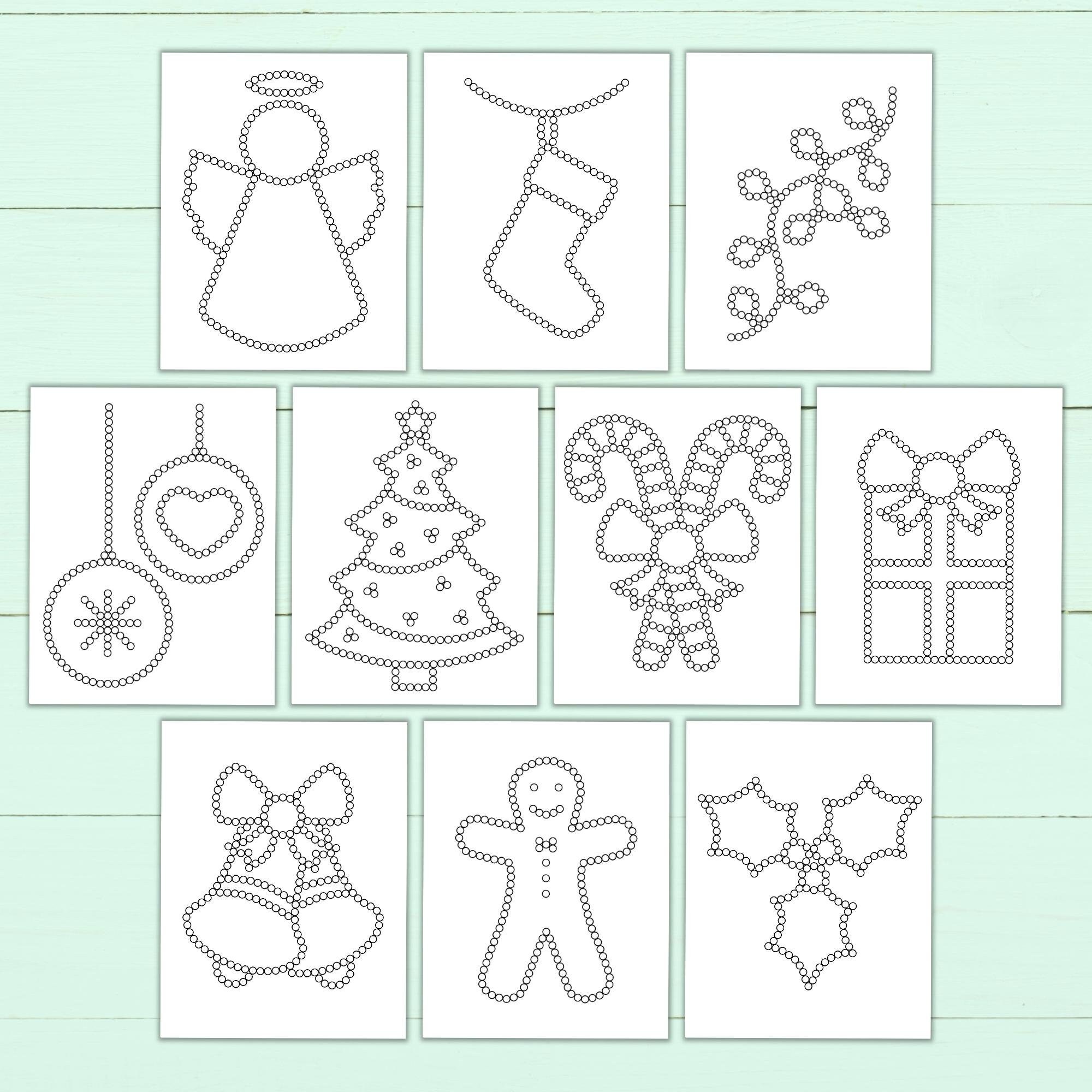 Christmas Q-tip Tracing Sheets - Printable Preschool Worksheets for ...