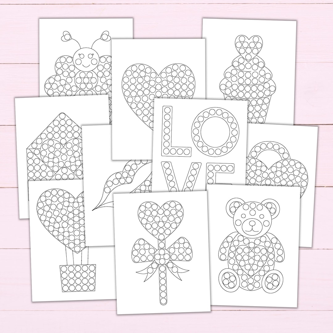 Valentine's Day Dot Marker Coloring Pages - Dot Marker Worksheets ...