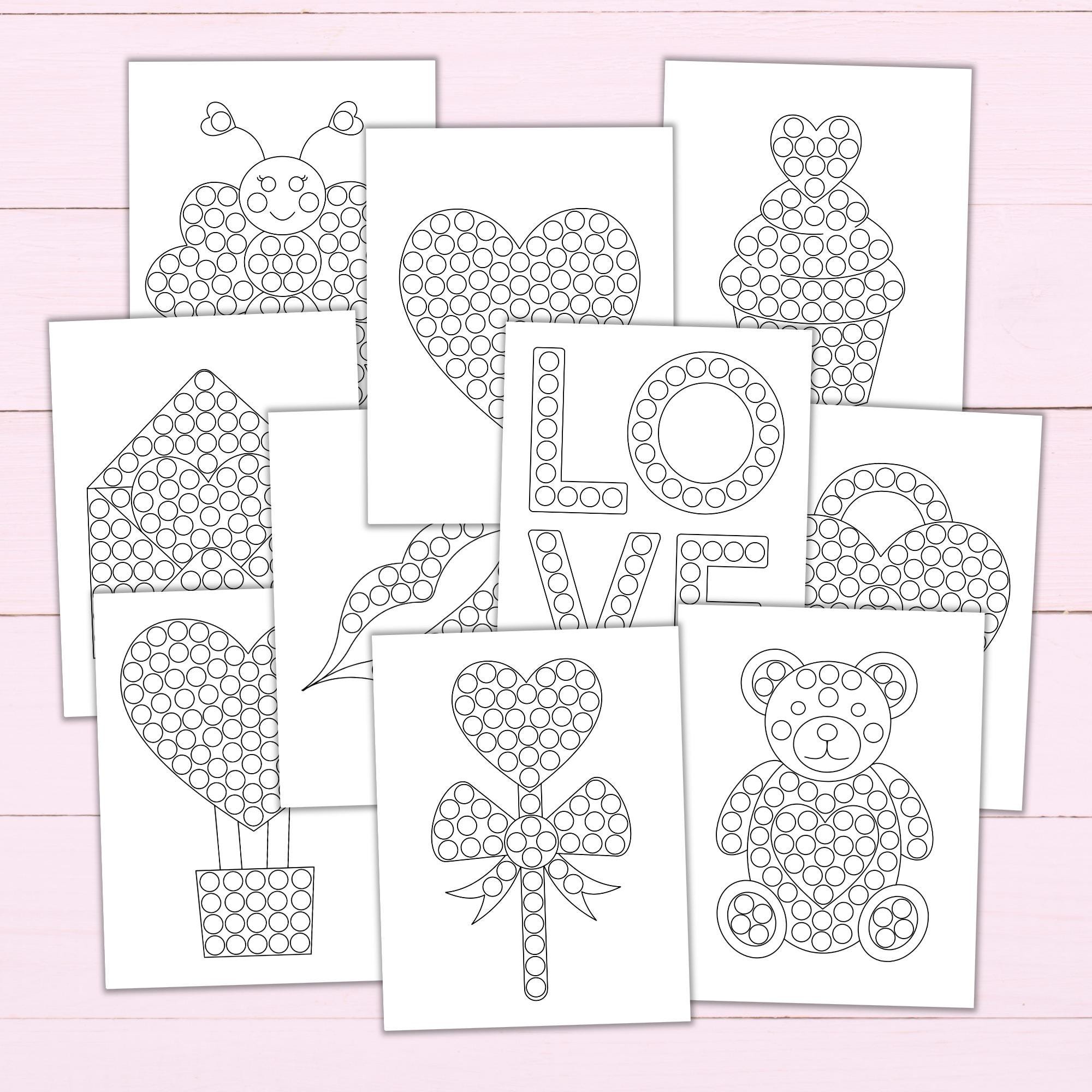 Valentine's Day Dot Marker Coloring Pages - Dot Marker Worksheets ...
