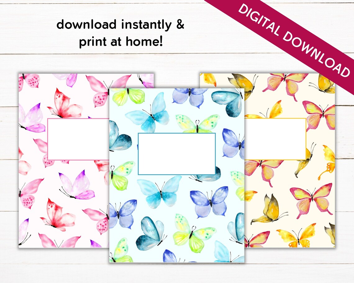 Printable Butterfly Binder Covers Editable Instant Download | Etsy
