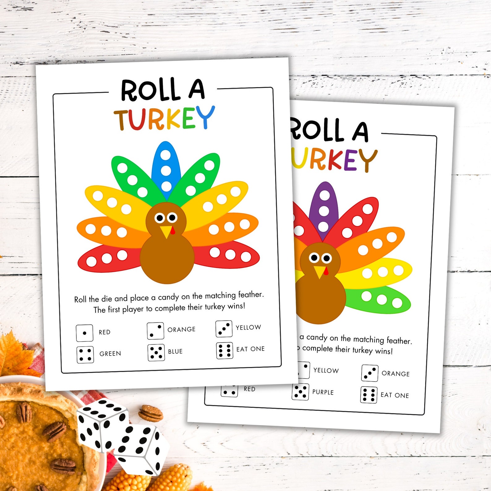 Roll a Turkey Game - Printable Thanksgiving Game - Fall Activity for ...
