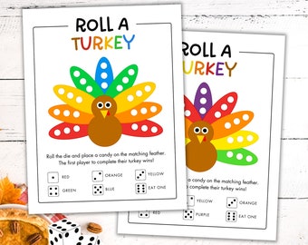 Roll A Turkey Dice Game Printable Thanksgiving Game Fall Activity for ...