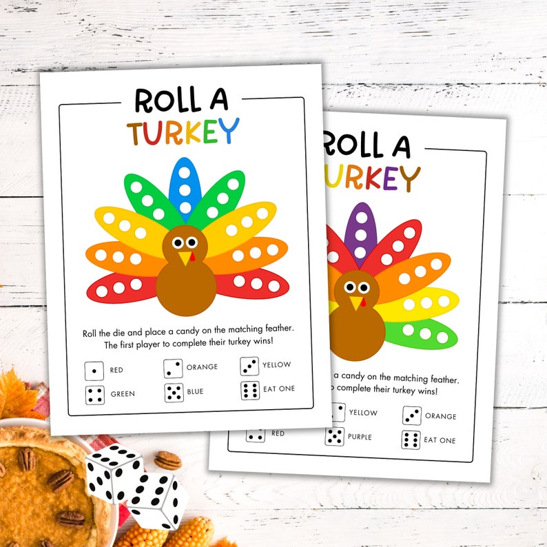 Roll a Turkey Game - Printable Thanksgiving Game - Fall Activity for ...