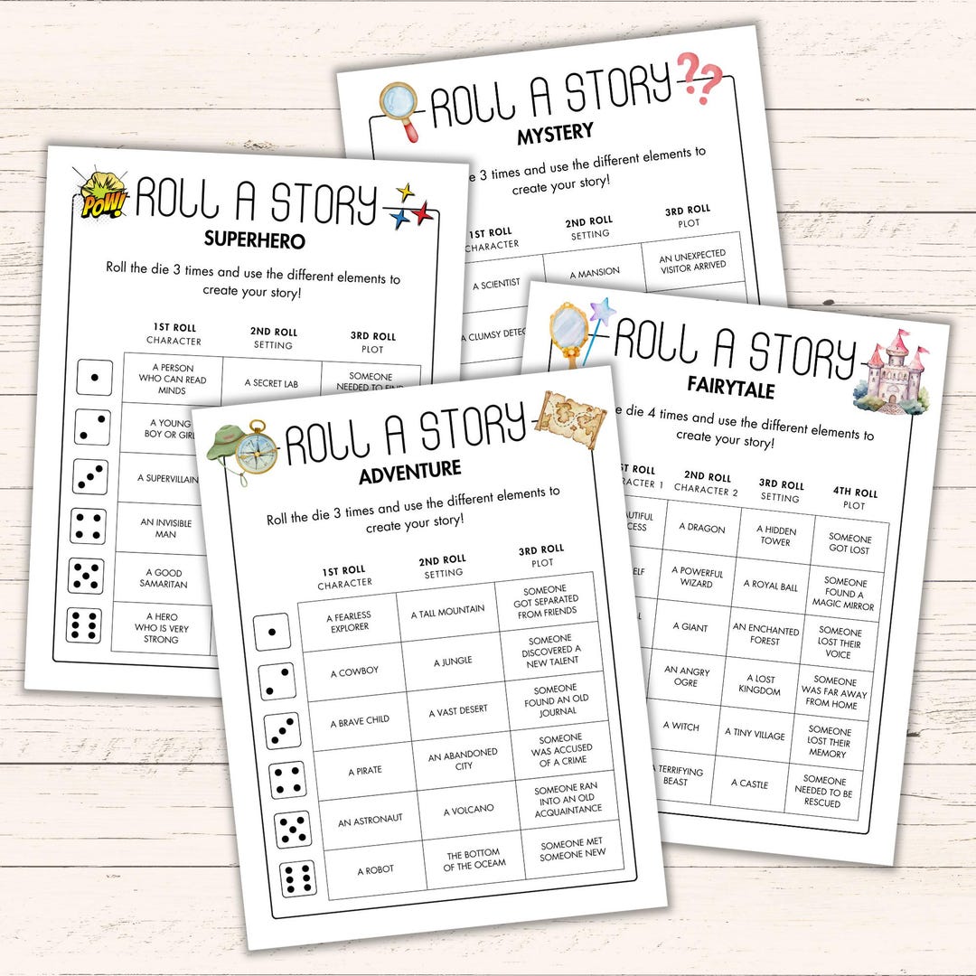 Roll a Story - Creative Writing Prompt Activity - Printable Story Dice ...