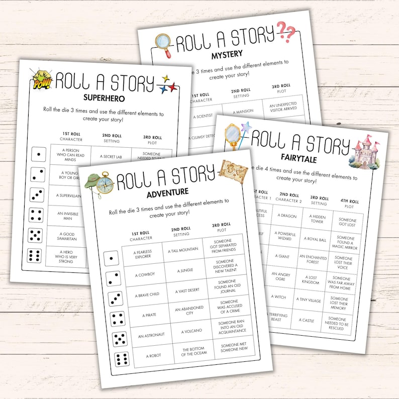 Roll a Story - Creative Writing Prompt Activity - Printable Story Dice ...