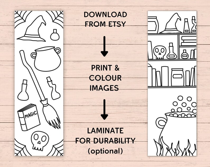 Printable Halloween Coloring Bookmarks Set of 8 PDF - Etsy