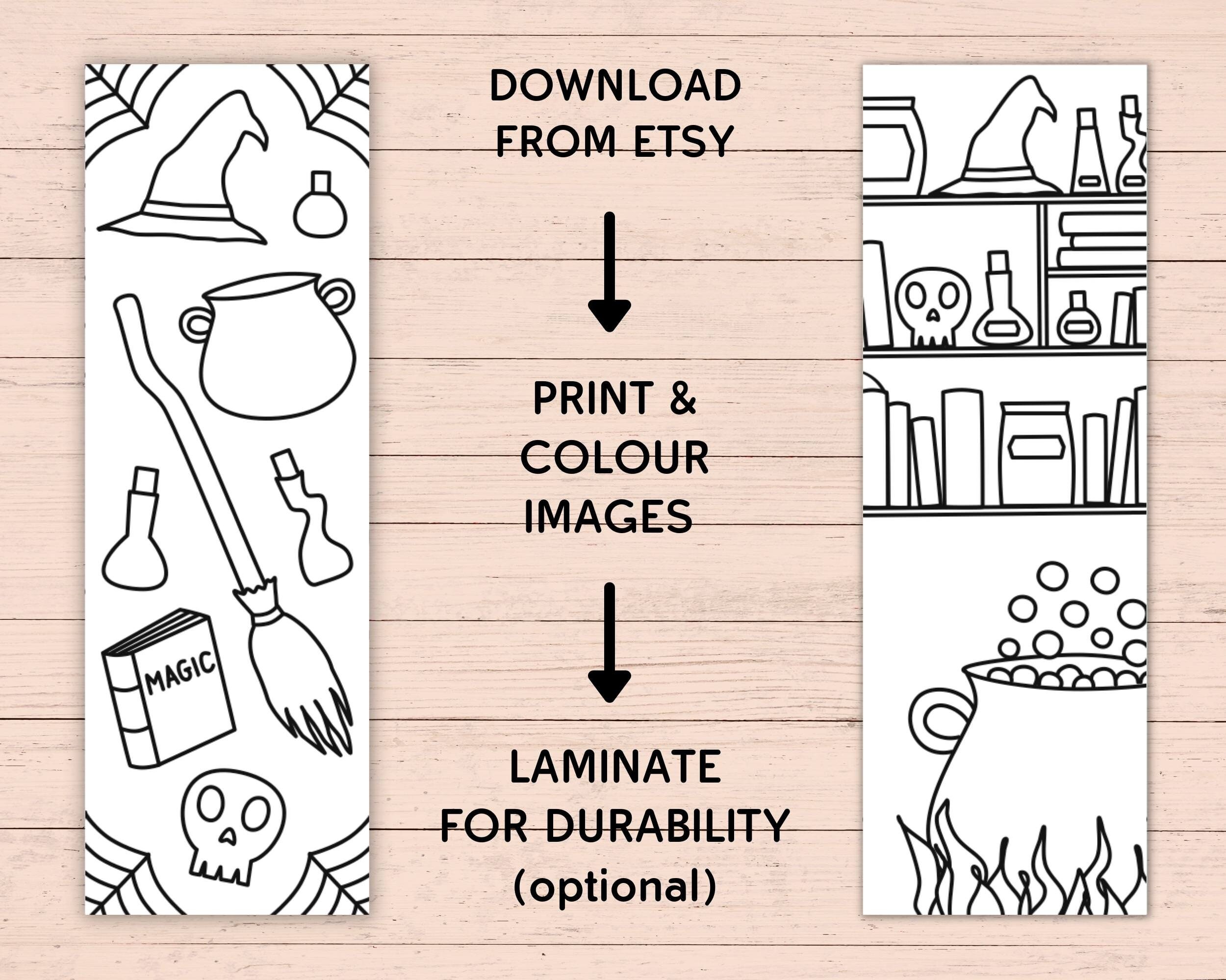 Printable Halloween Coloring Bookmarks Set of 8 PDF - Etsy