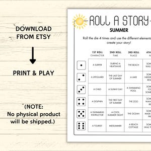 Summer Roll a Story - Creative Writing Prompt Activity - Printable ...