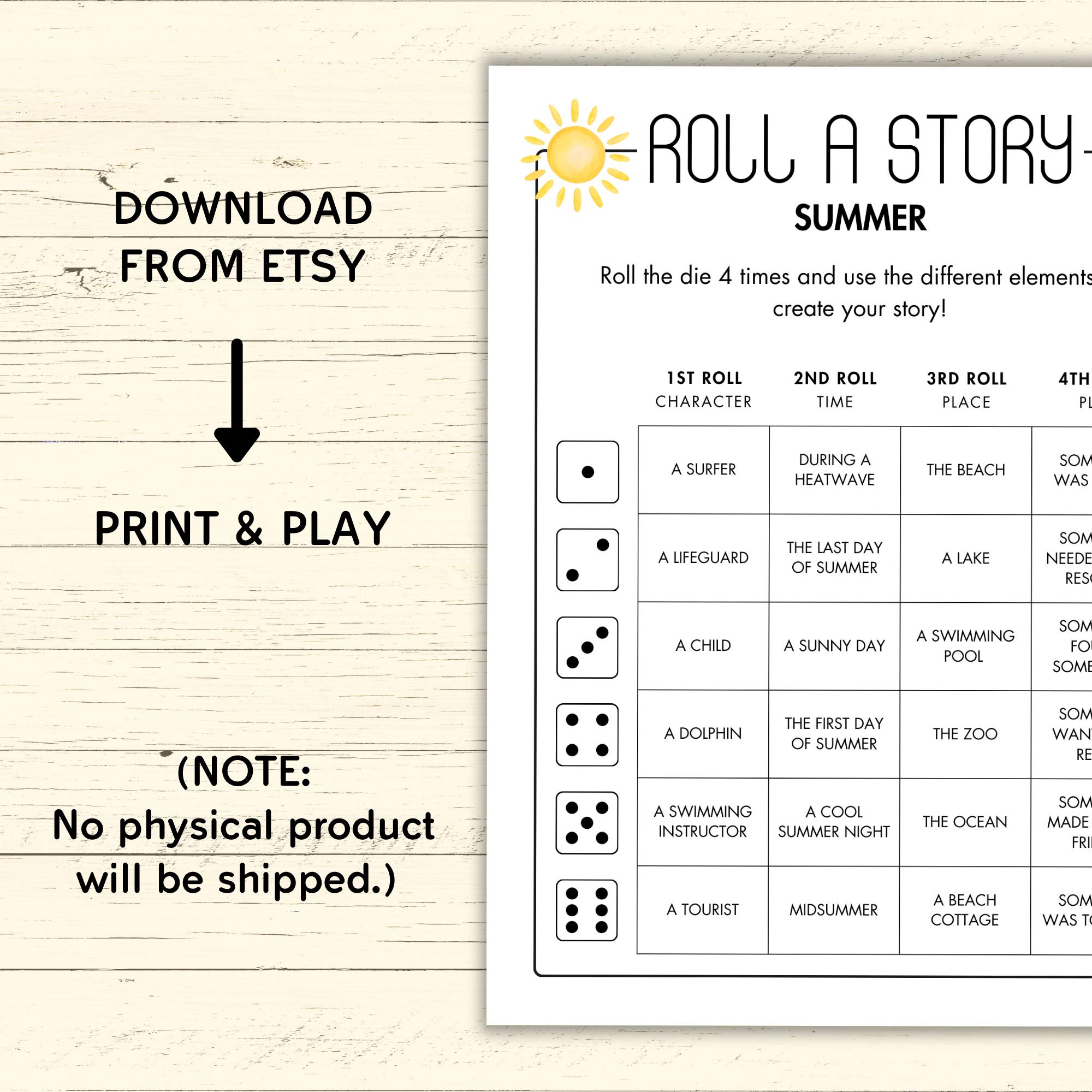 Summer Roll a Story - Creative Writing Prompt Activity - Printable ...