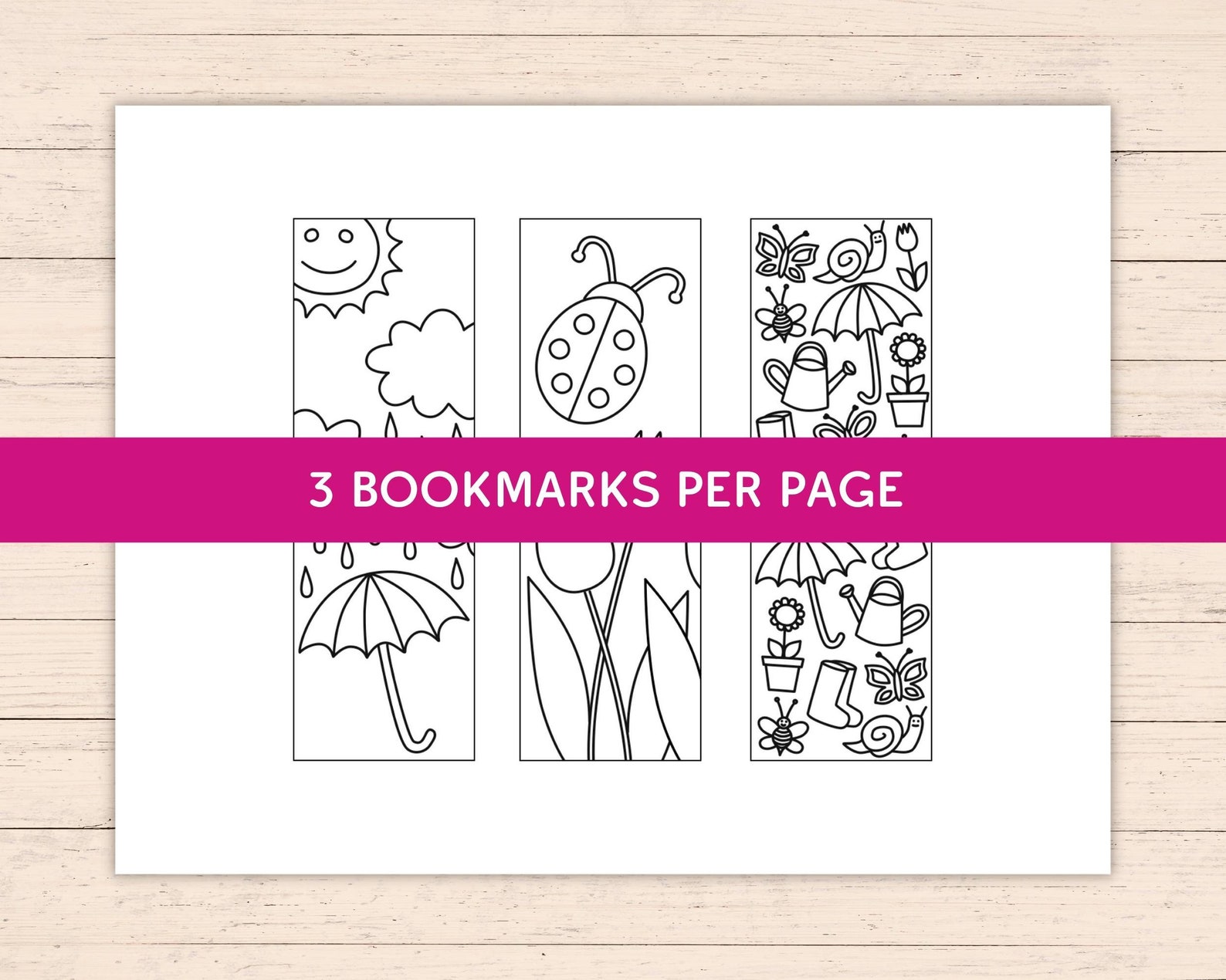 Printable Spring Coloring Bookmarks Set of 6 PDF Instant - Etsy