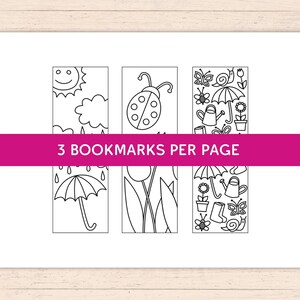 Printable Spring Coloring Bookmarks Set of 6 PDF Instant - Etsy