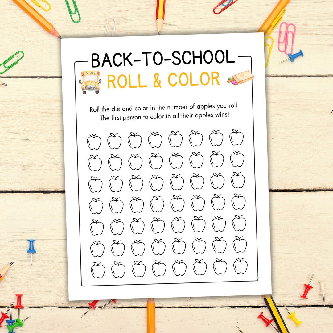 Printable Back to School Roll and Color Game - Game for Students ...