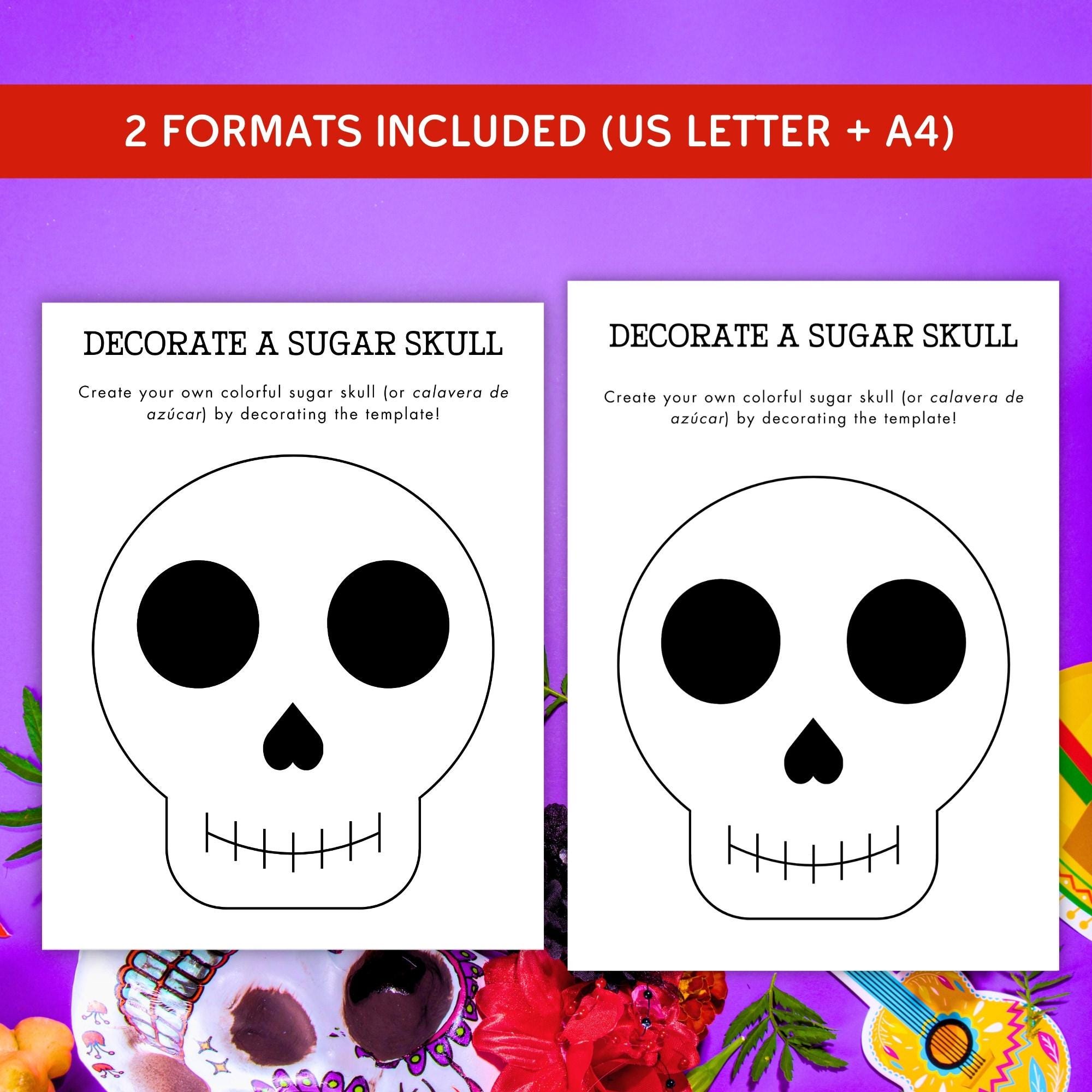 Printable Day of the Dead Mask - Dia De Los Muertos Craft - Decorate a ...