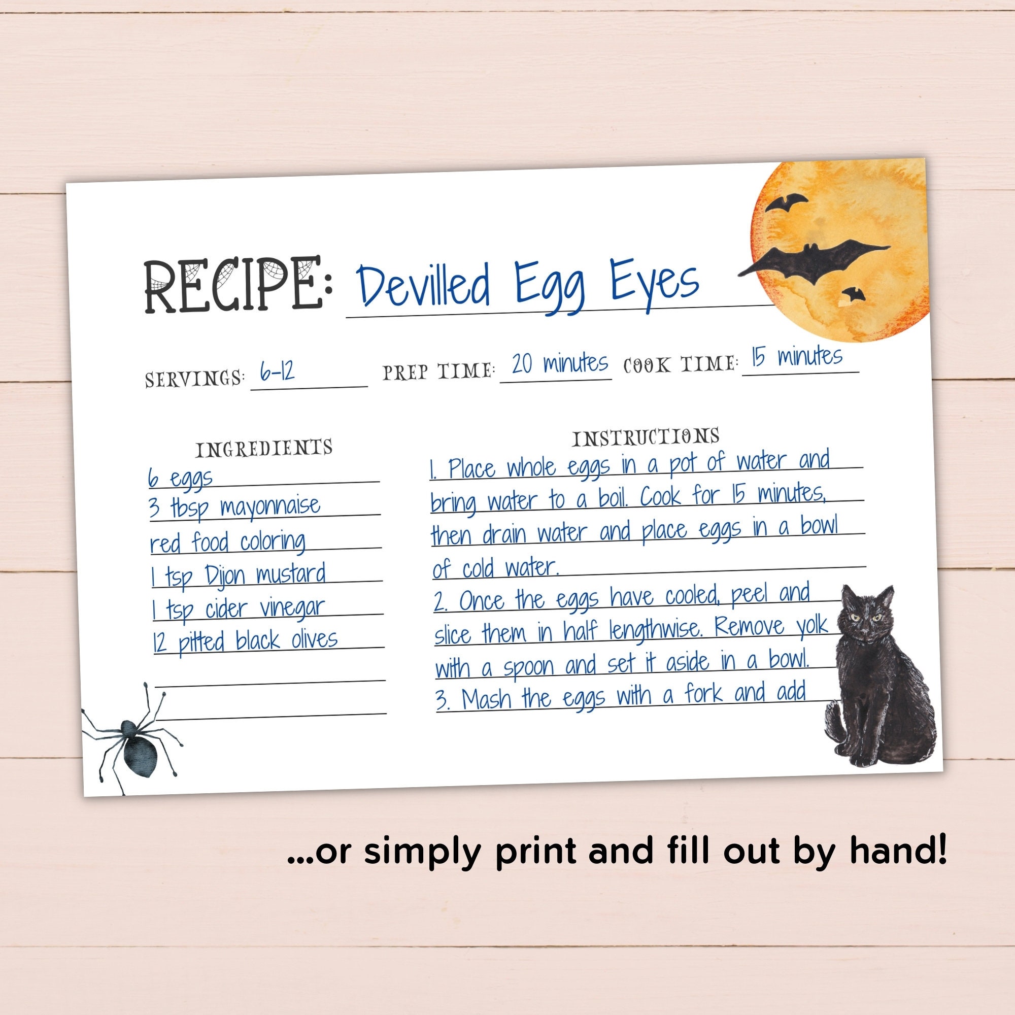 Printable Halloween Recipe Card Bundle - Editable Recipe Card Template ...
