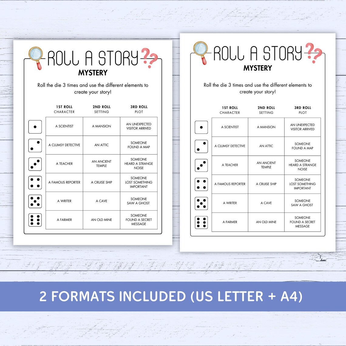 Roll a Mystery Story - Creative Writing Prompt Activity - Printable ...