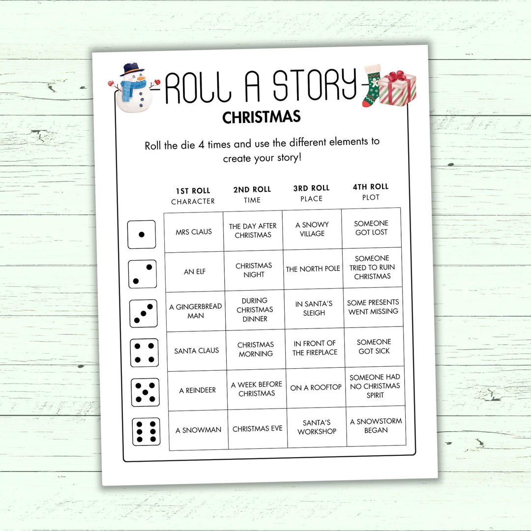 Christmas Roll a Story - Creative Writing Prompt Activity - Printable ...